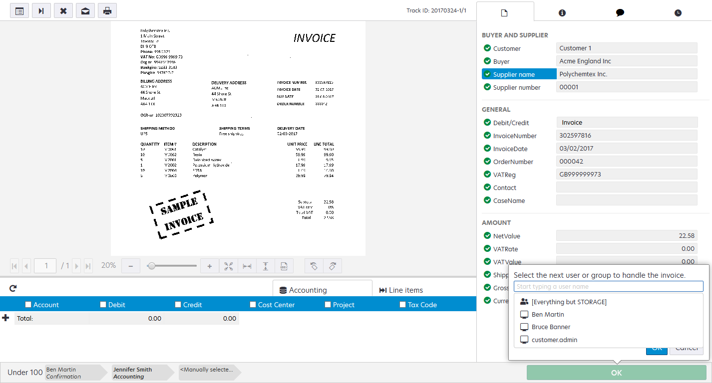 Creating a workflow step with a manually-selected user